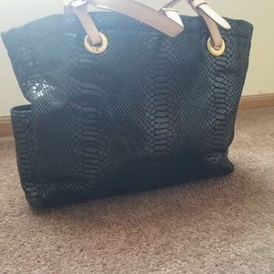 Michael Kors | Bags | Michael Kors Jet Set Tote Black Python Embossed ...